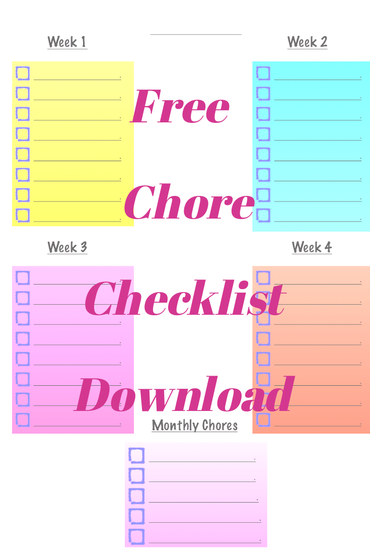 Free Weekly Monthly Chore Checklist - Trying My Best To Mom
