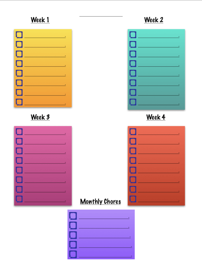 Free Weekly Monthly Chore Checklist - Trying My Best To Mom